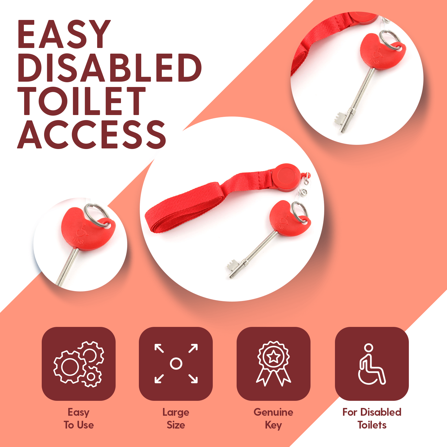 3x LOKKO Radar Disabled Toilet Key for Radar Doors | Comfortable Grips
